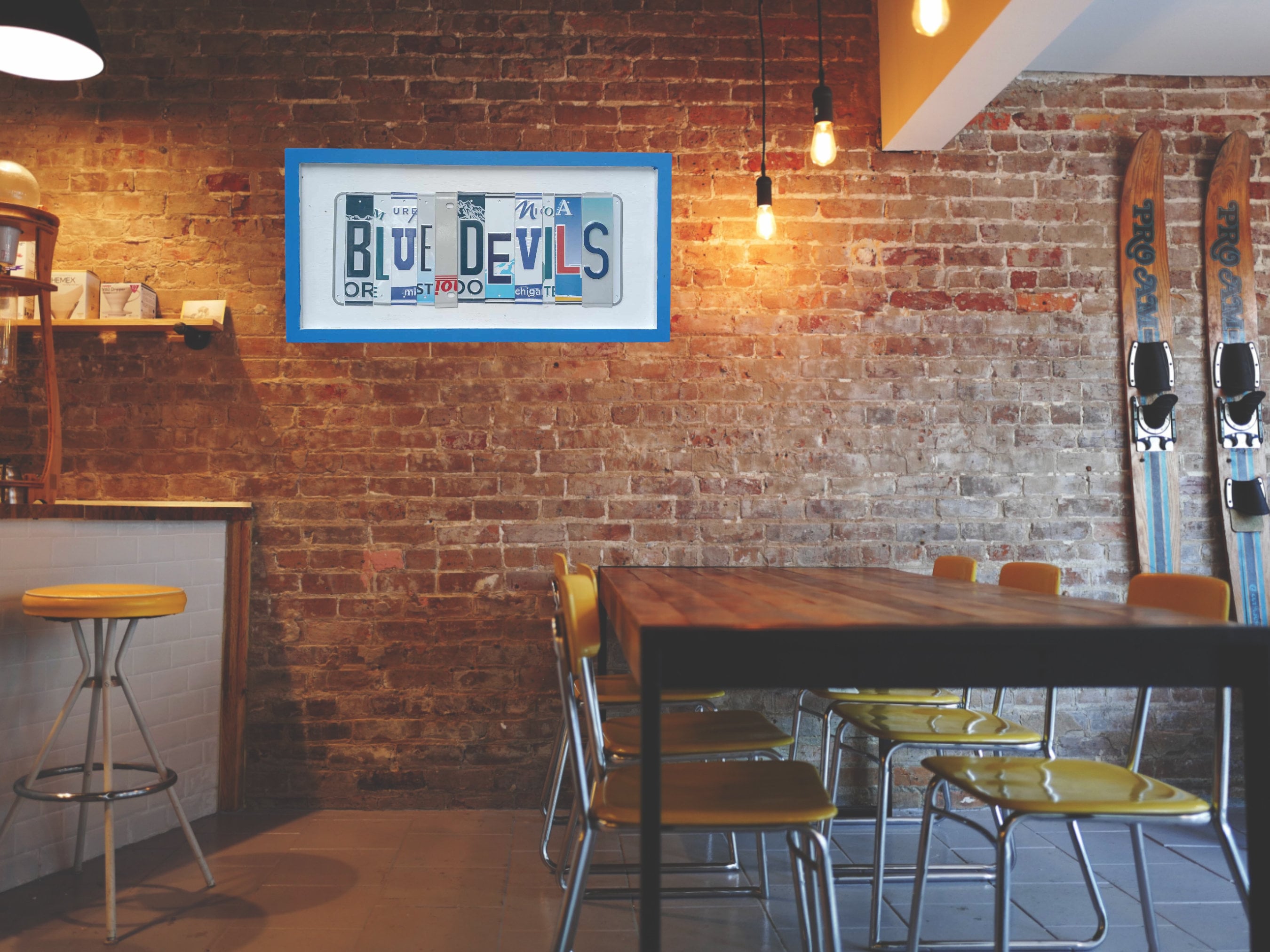 Duke Blue Devils Sign Made With License Plate Letters Mounted on a Hand ...