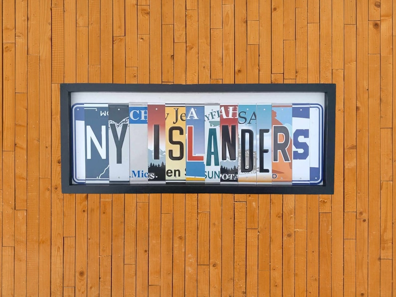 New York Islanders Sign Made With License Plate Letters Mounted on a 19 ...