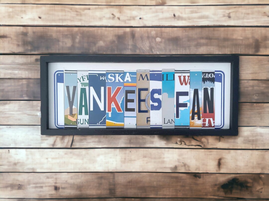 New York Yankees Sign Hand Made With License Plate Letters Unique ...