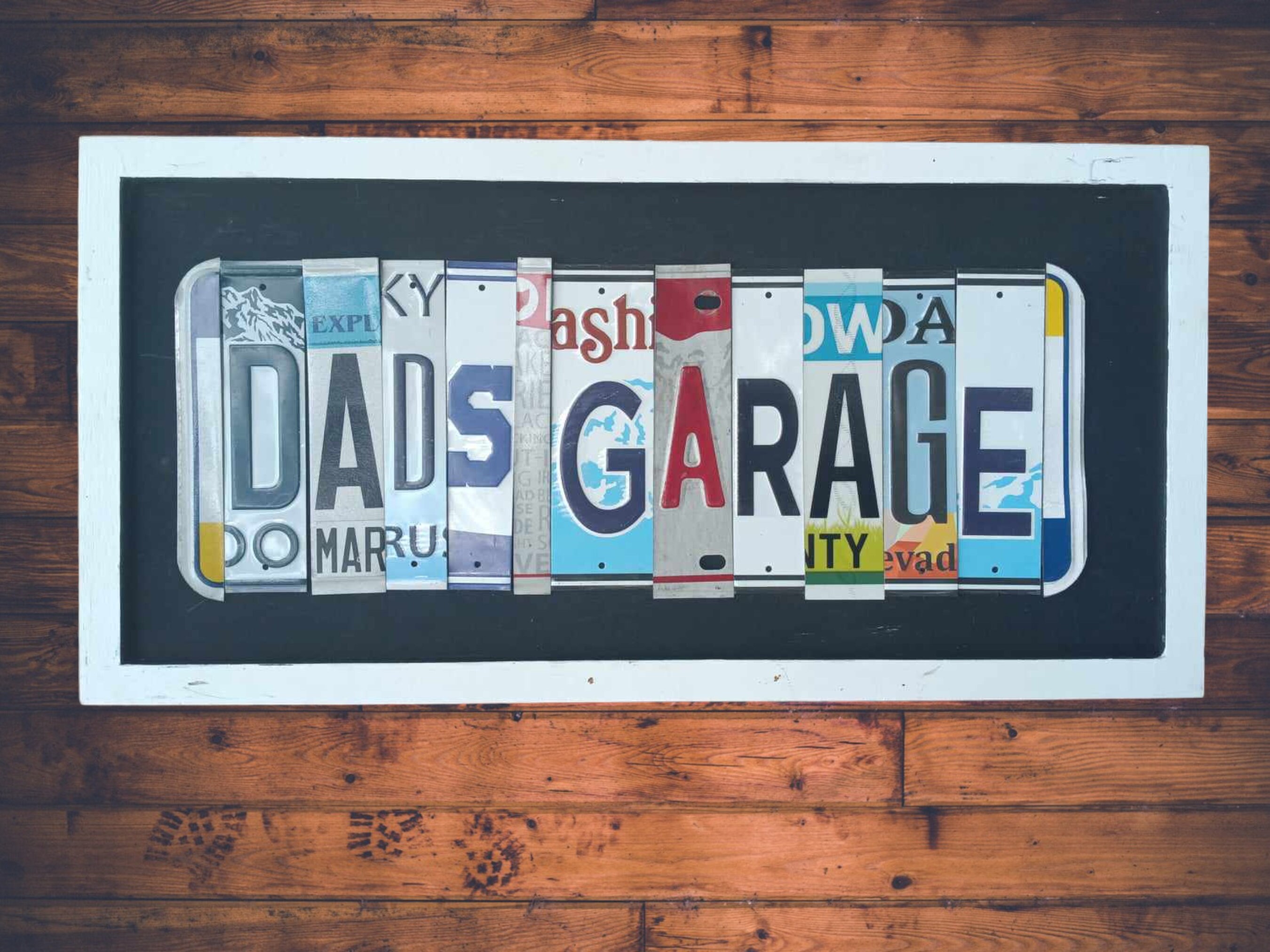 Dads Garage Sign Metal Workshop Decor Gifts for Men Made From License ...