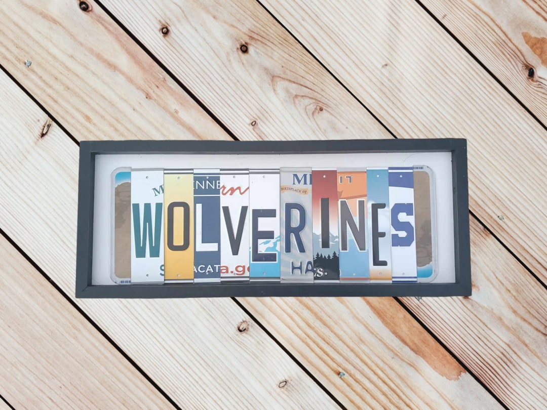 Michigan Wolverines Sign Hand Made With License Plate Letters Unique ...