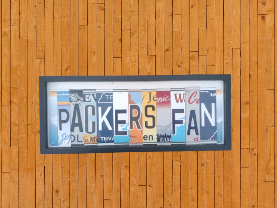 Green Bay Packers Sign Made With License Plate Letters Mounted on a 19 ...
