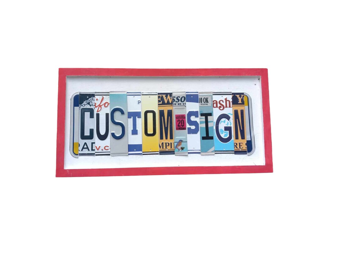 Custom License Plate Letter Sign Artwork Decor Custom Frame Color Car ...