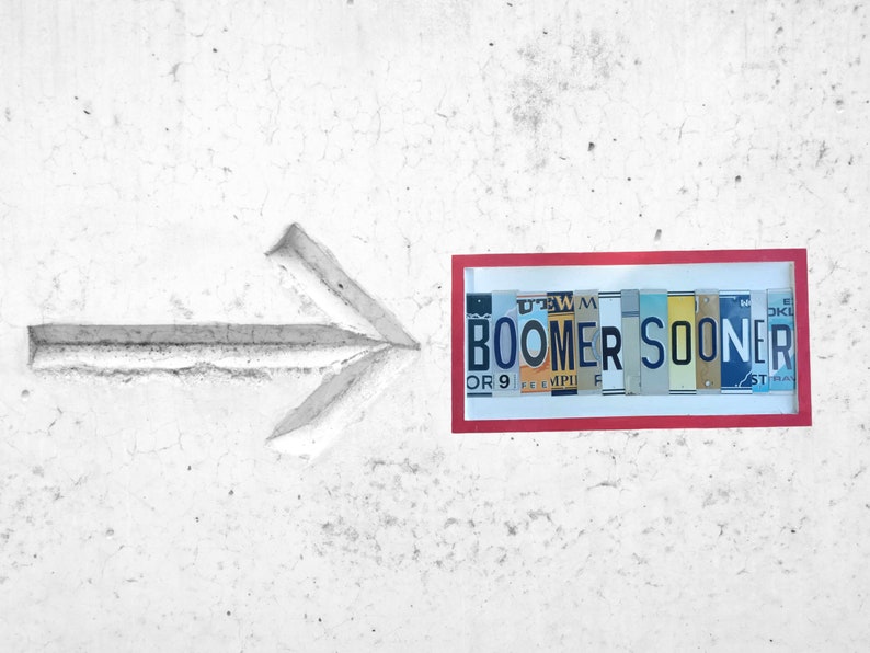 Oklahoma Sooners Boomer Sooner Sign Made With License Plate Letters on ...