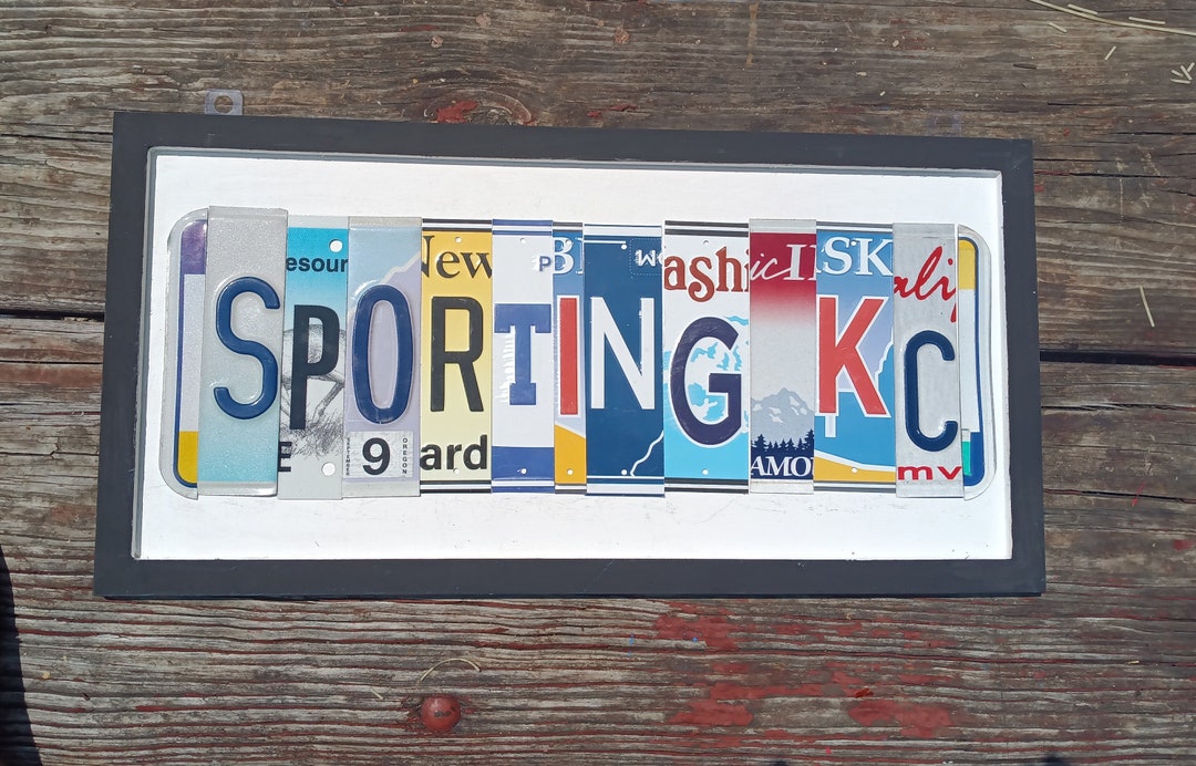 Sporting KC Soccer Sign Made With License Plate Letters Mounted on a ...