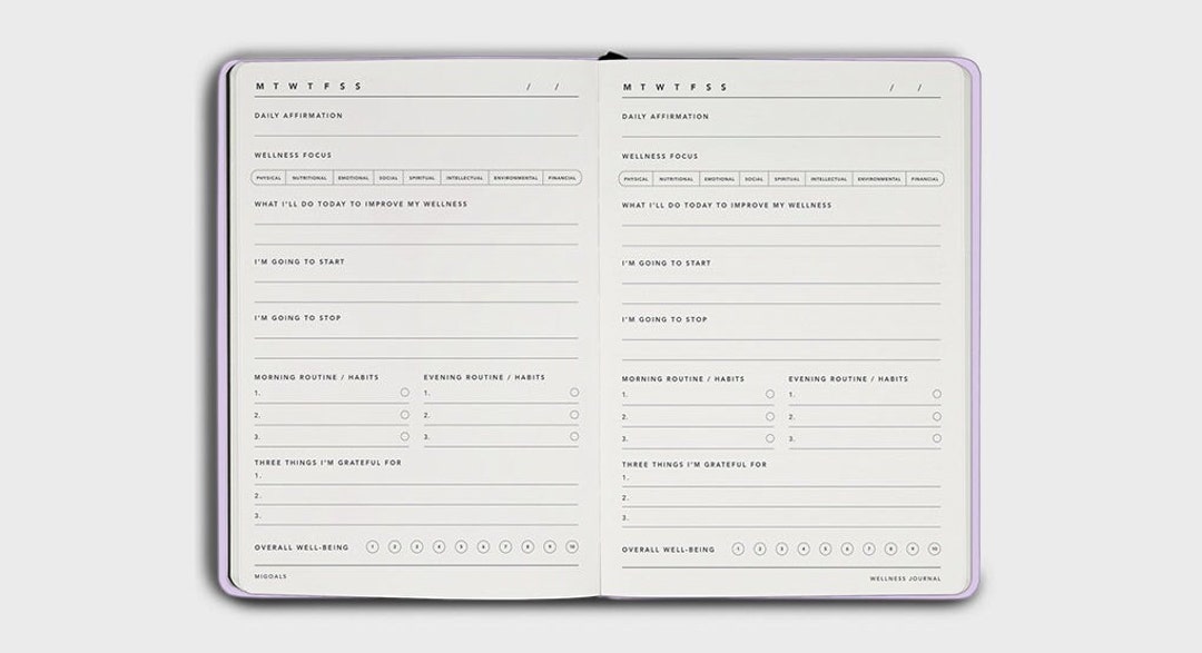 Wellness Journal Mental Health Journal Daily Affirmations B6 Vegan Pu ...