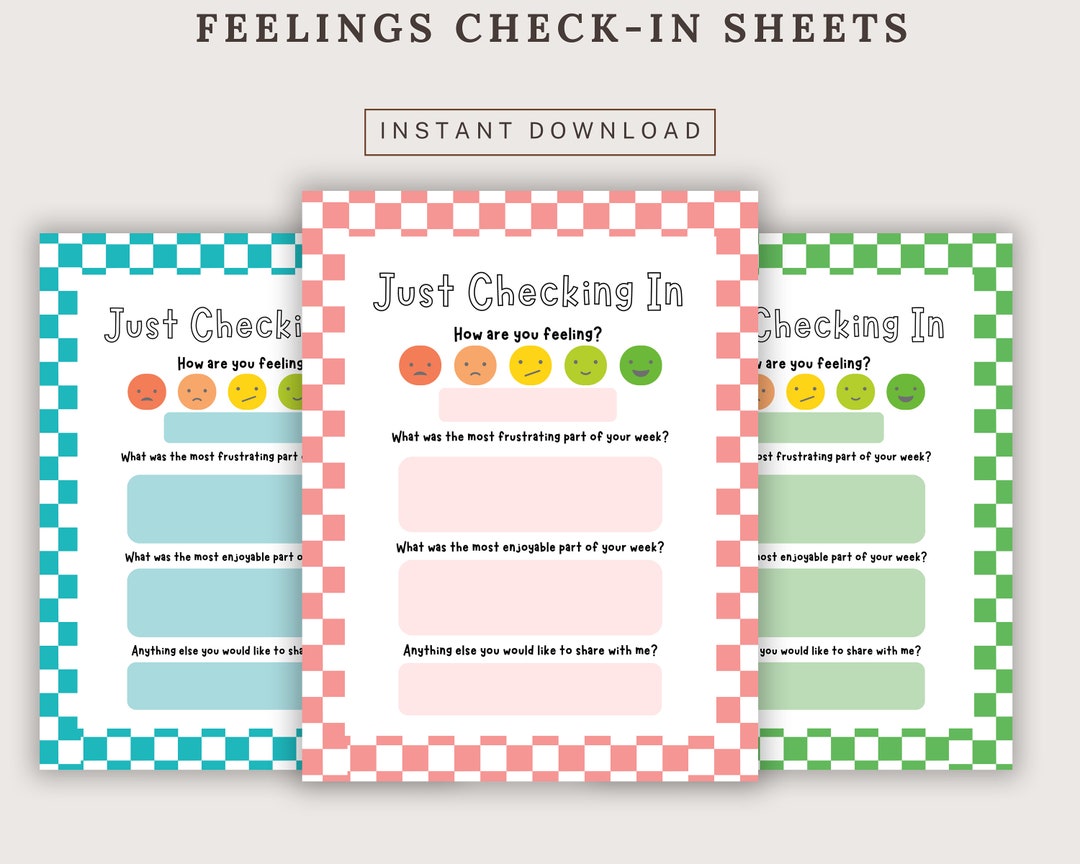 Feelings Check-in Sheet, Social Emotional Health, Instant Download ...