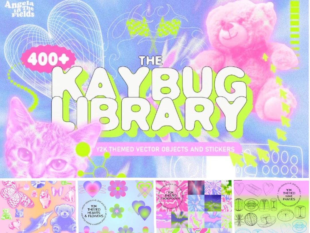 400+ PNG Y2K Design Elements Retro Stickers Colorful Fun Design ...