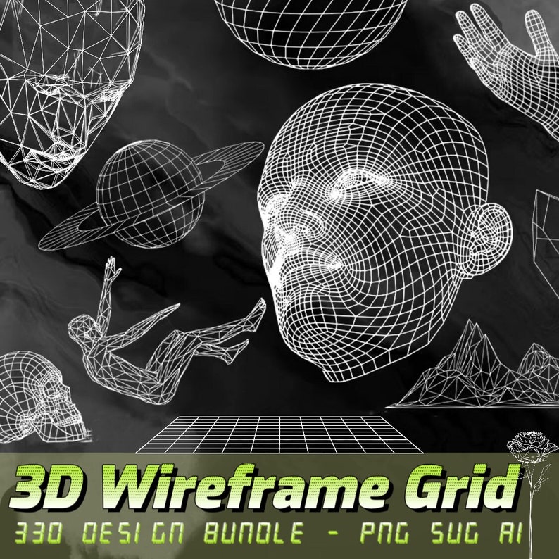 300+ Wireframe Grid 3D Bundle Futuristic Design for Gamer Modern ...