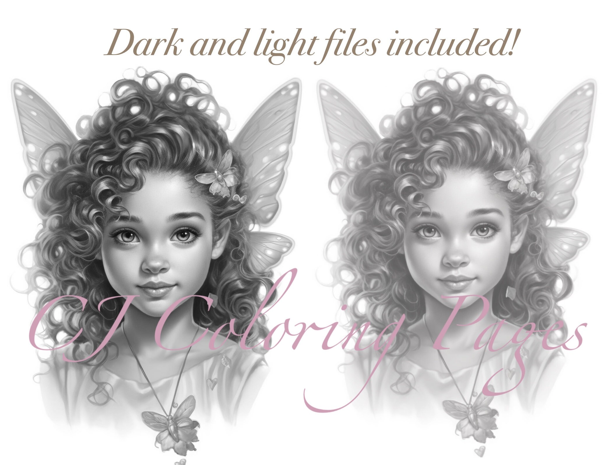 20 Adorable Fairies, Set 1, Digital Grayscale Coloring Pages - Etsy