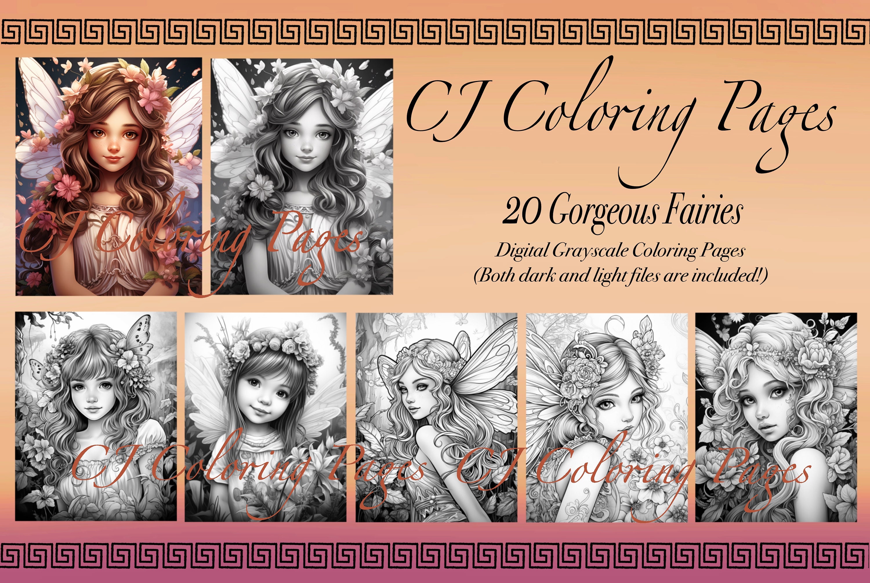 20 Gorgeous Fairies Grayscale Coloring Pages - Etsy