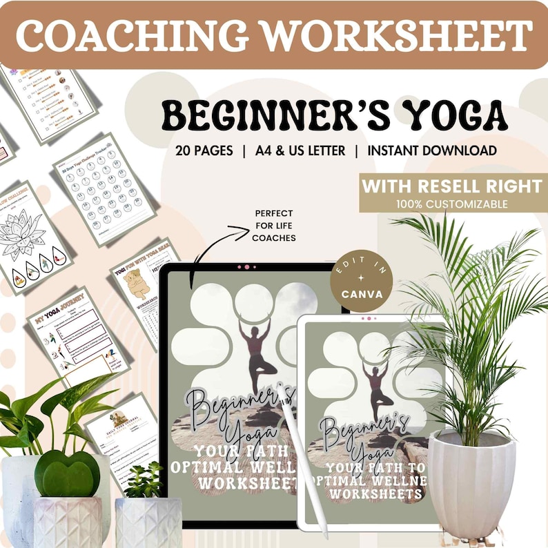 PLR Yoga Done for You Worksheets Template | Editable Course for ...