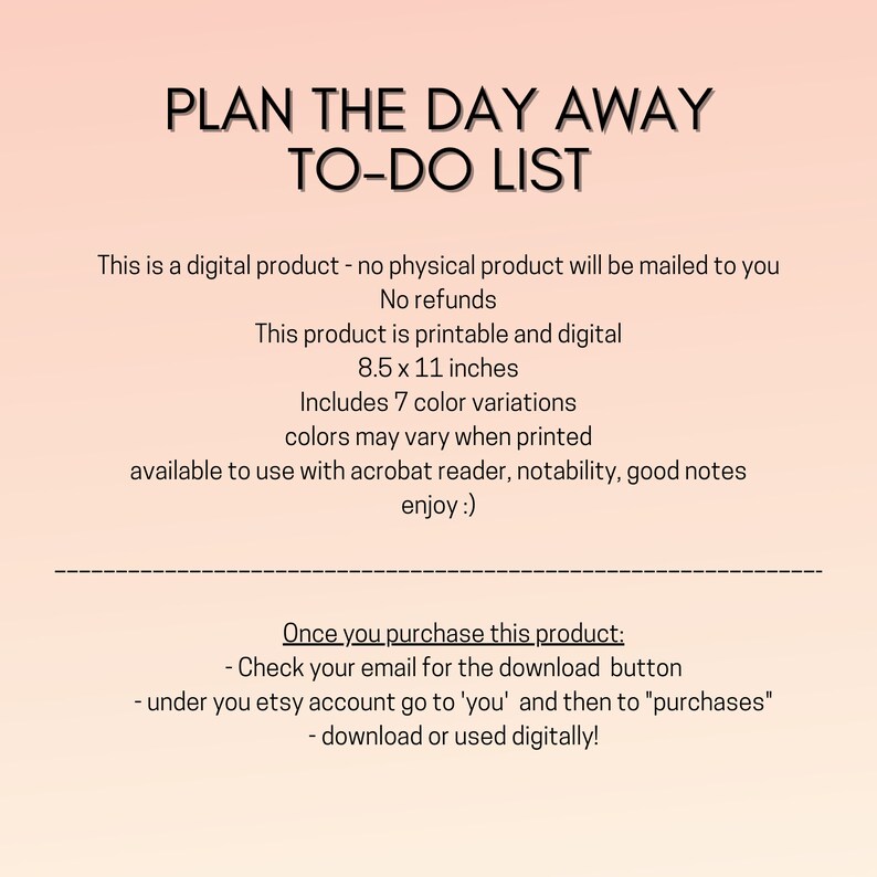 Plan the Day Away To-do List, Daily Schedule, Productivity Planner ...
