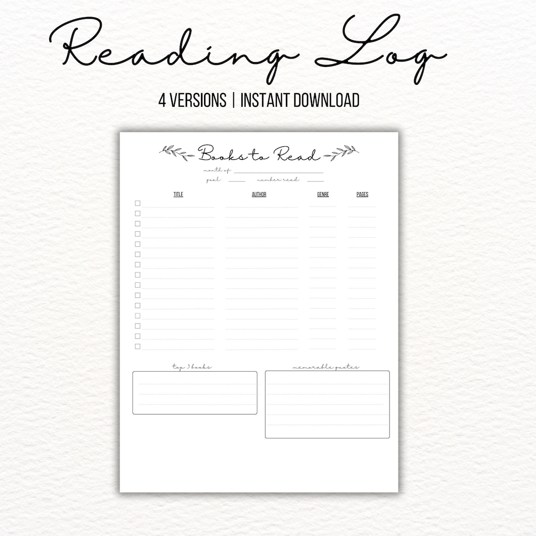 Monthly TBR, Book and Rating Tracker, to Be Read, Reading List, Reading ...