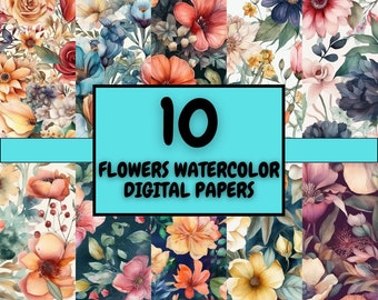 Watercolor Flowers Seamless Pattern Floral Seamless Digital - Etsy