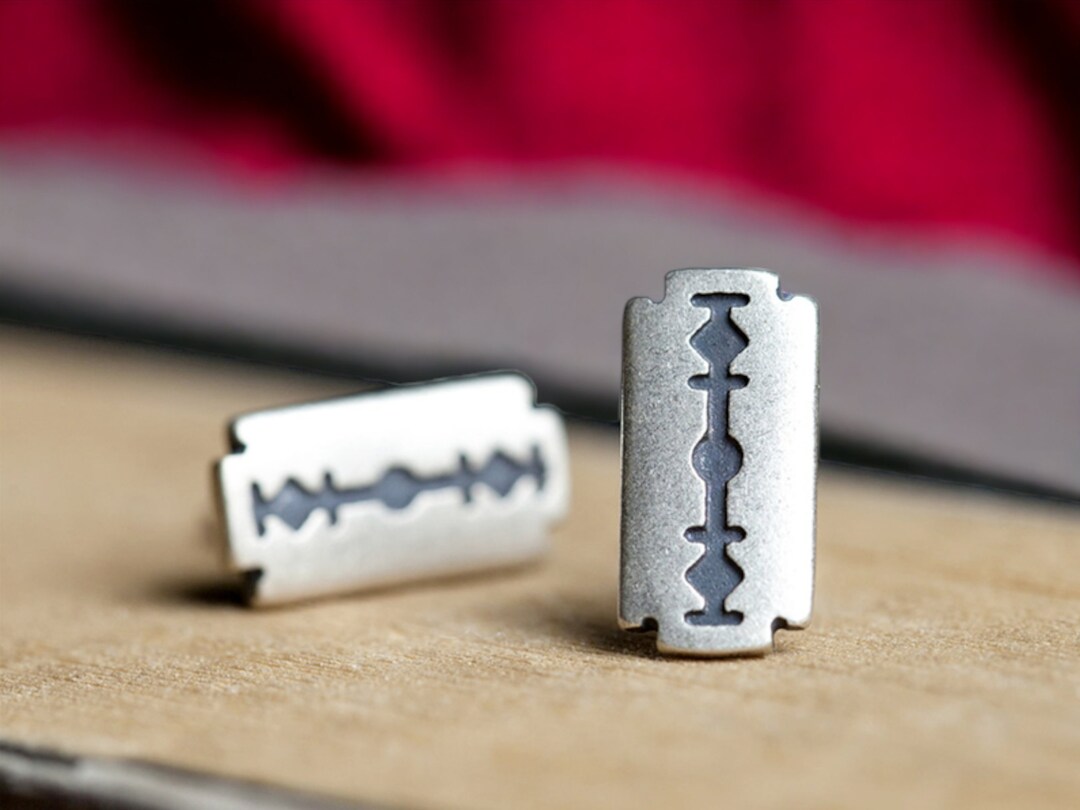 Sterling Silver Razor Blade Earrings Blade Gothic Stud - Etsy UK