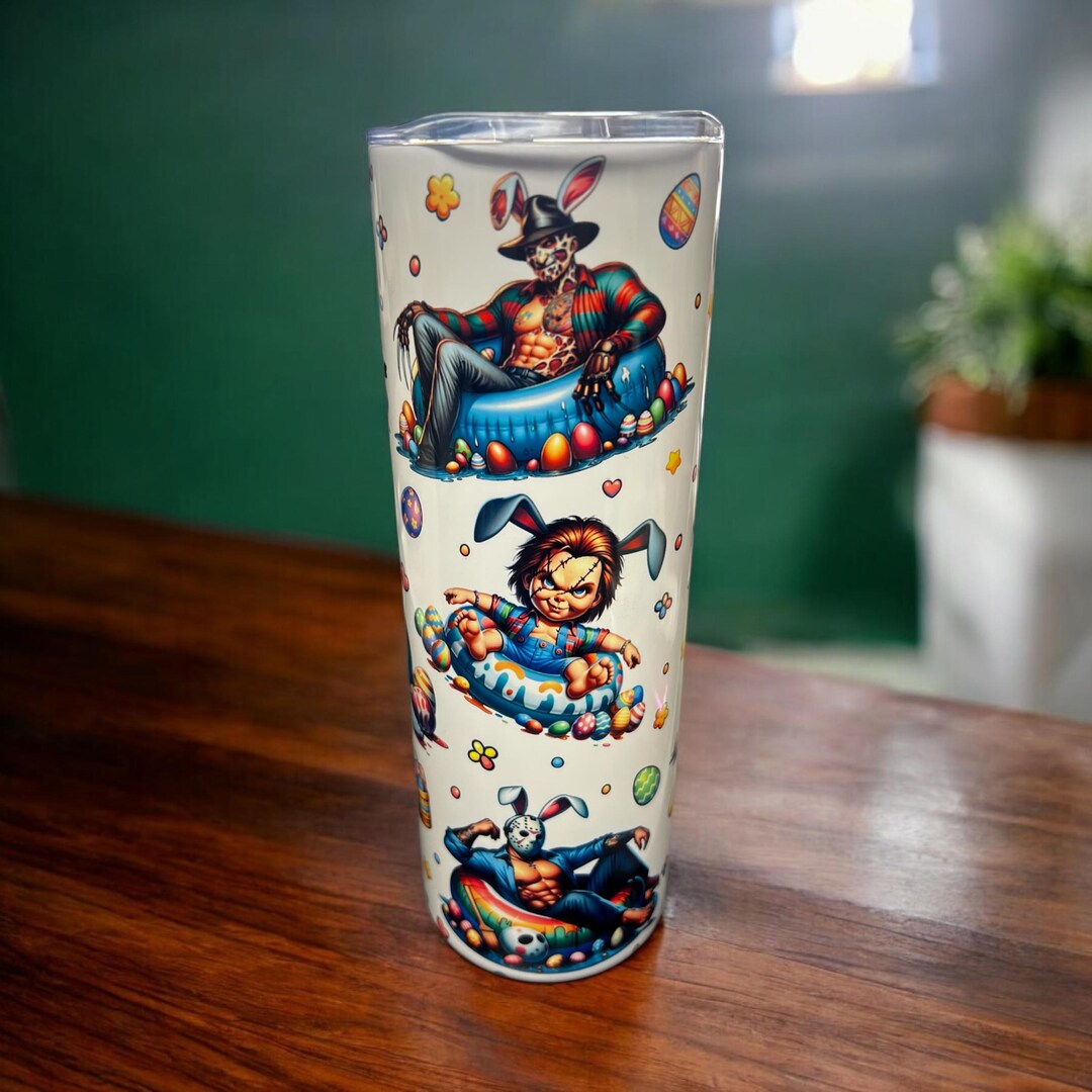 20oz Horror Easter Tumbler - Funny Slasher Bunny Cup - Chucky, Jason ...