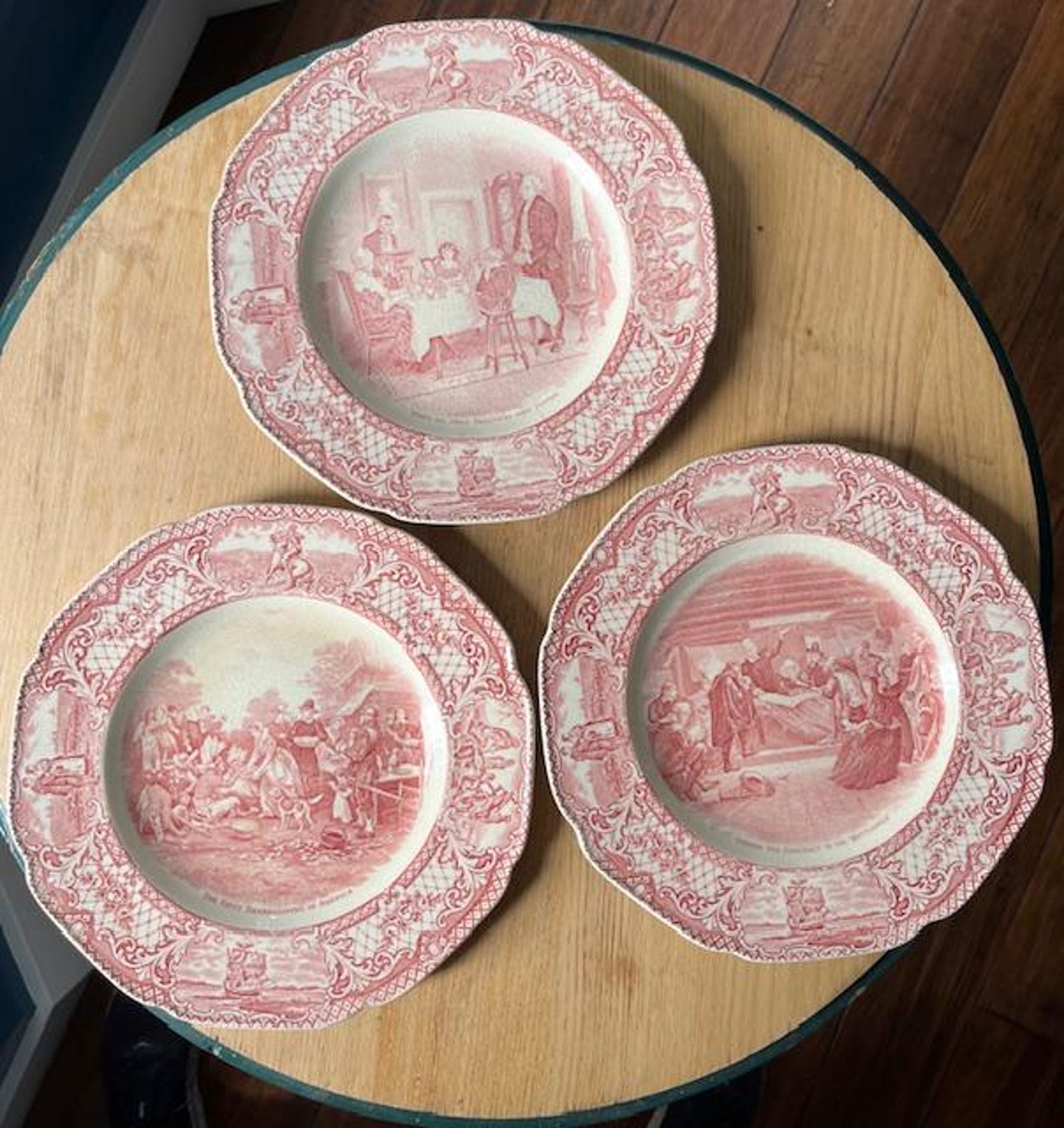Colonial Times by Crown Ducal 10.5" Dinner Plates, 2 Different Designs ...