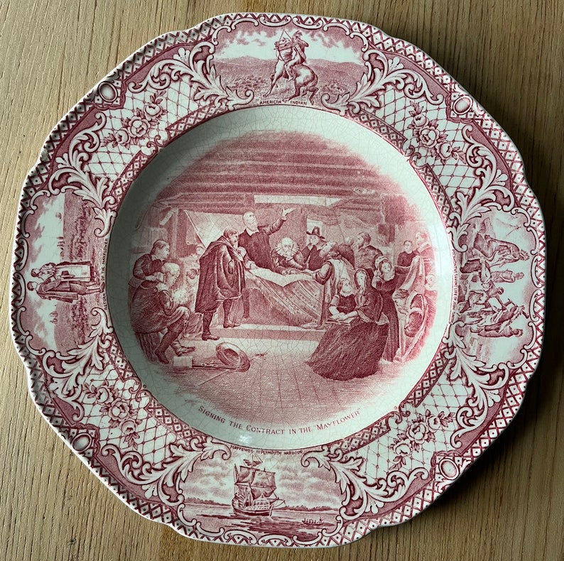 Colonial Times by Crown Ducal 10.5" Dinner Plates, 2 Different Designs ...