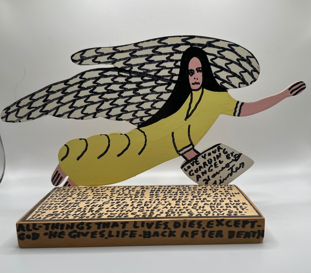 Reverend Howard Finster Original 1991 Wood Cut Out Guardian Angel - Etsy