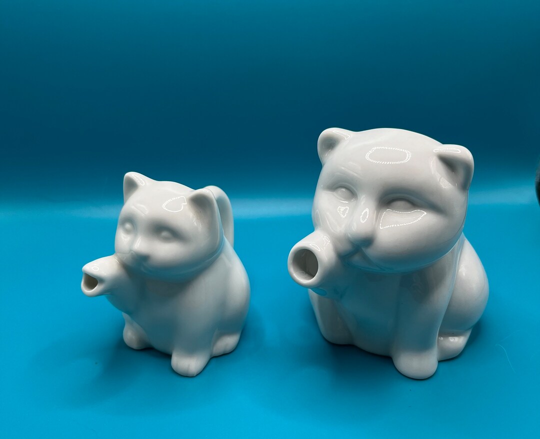 Pair of White Ceramic Cat Creamers - Etsy