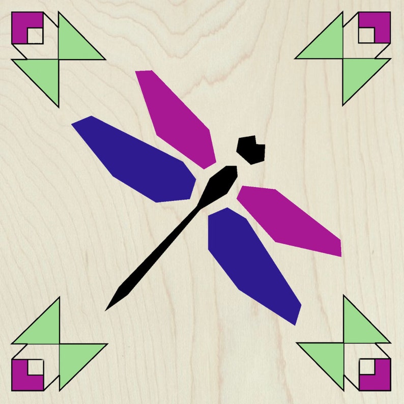 Dragonfly Barn Quilt Pattern to Paint, Nature Quilt Block, Many Sizes ...