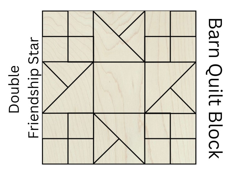 Wooden Barn Quilt Kit, Double Friendship Star Quilt Block, Unfinished ...