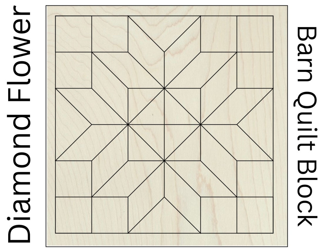 Diamond Flower Wooden Barn Quilt Block, DIY Kits for Adults Unfinished ...