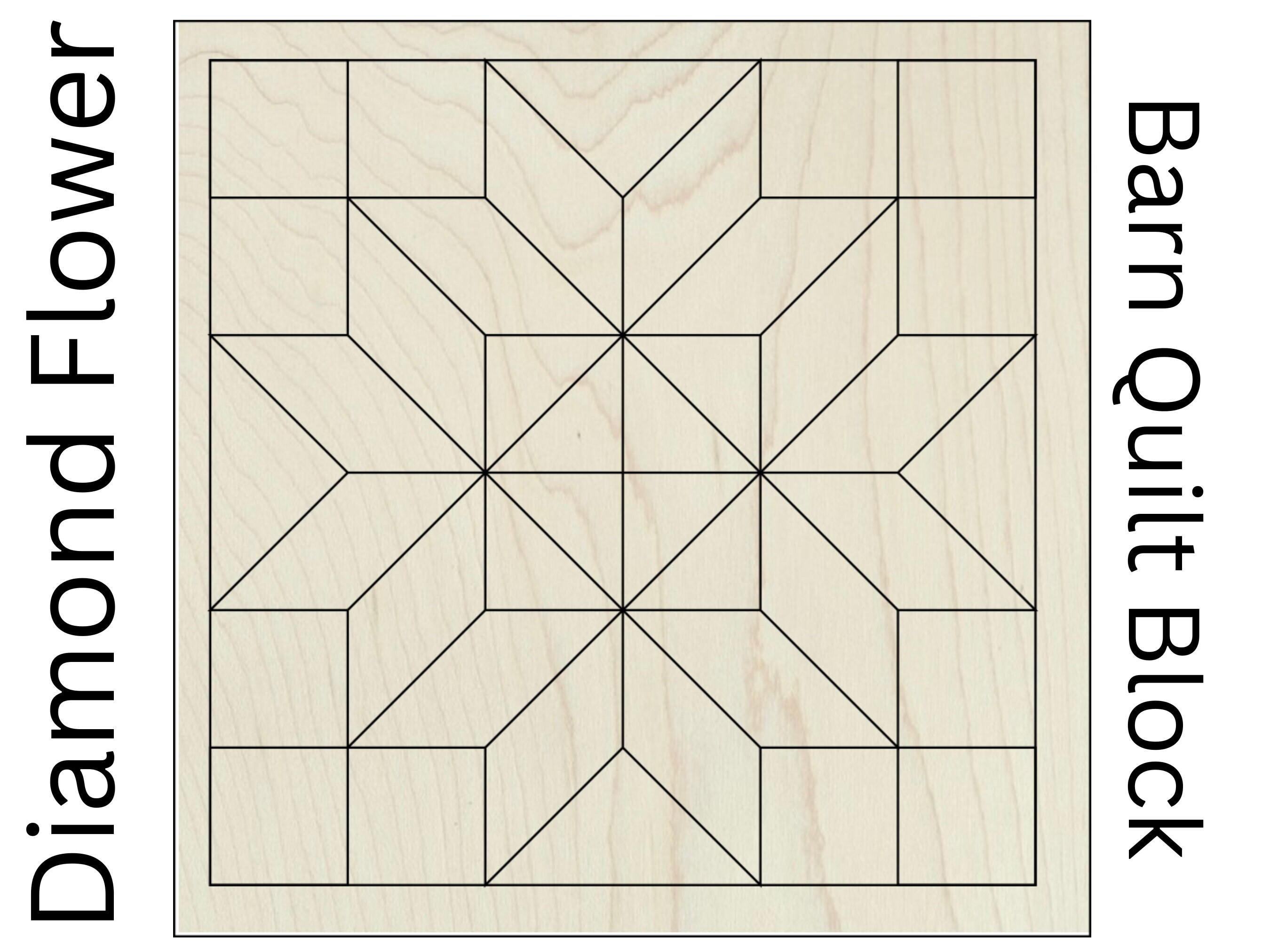 Diamond Flower Wooden Barn Quilt Block, DIY Kits for Adults Unfinished ...