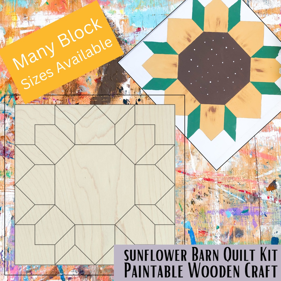 Sunflower Wooden Barn Quilt Block, Flower Quilt Block, Floral ...