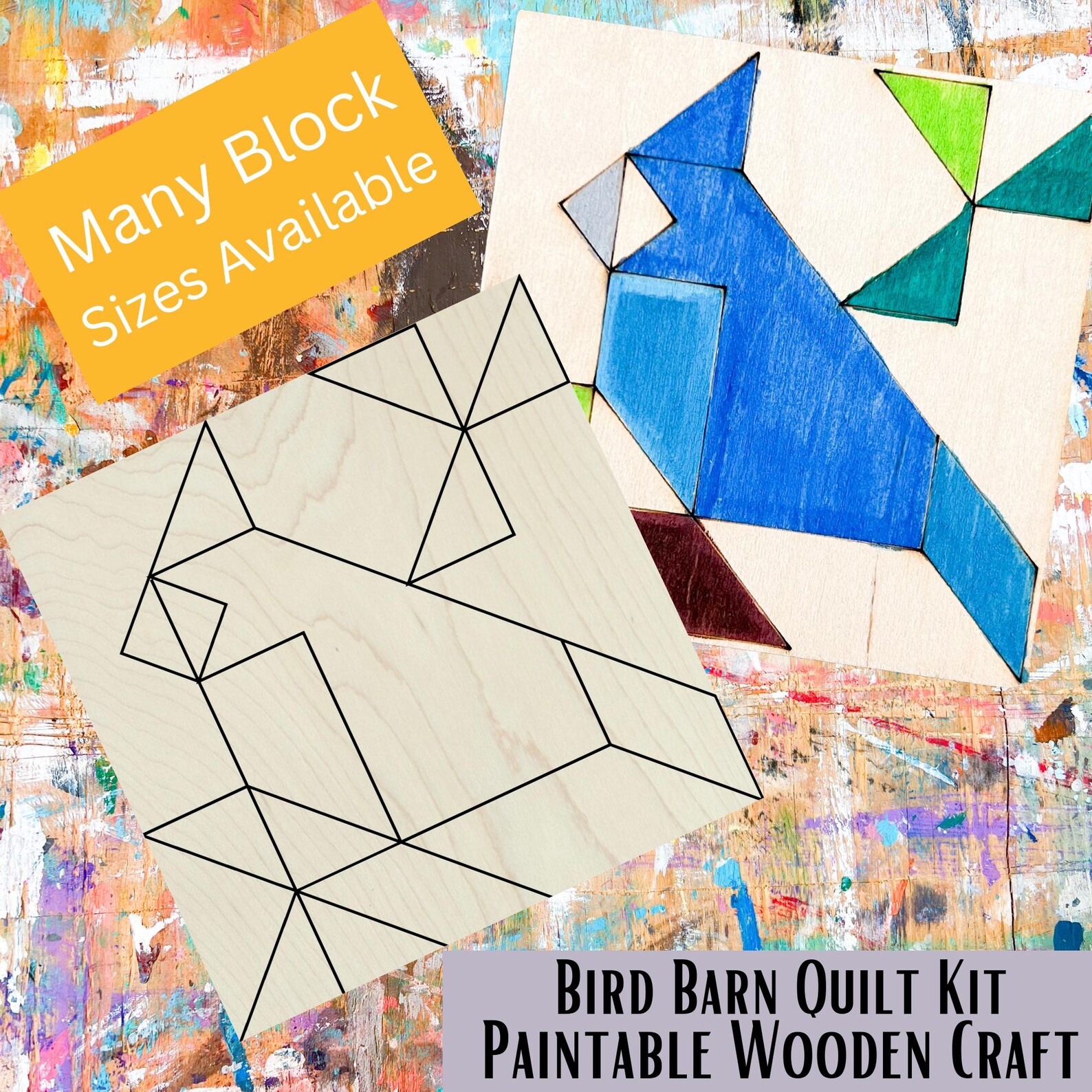 Blue Jay Wooden Barn Quilt Block: Unfinished DIY Kit | DIY Barn Quilt ...