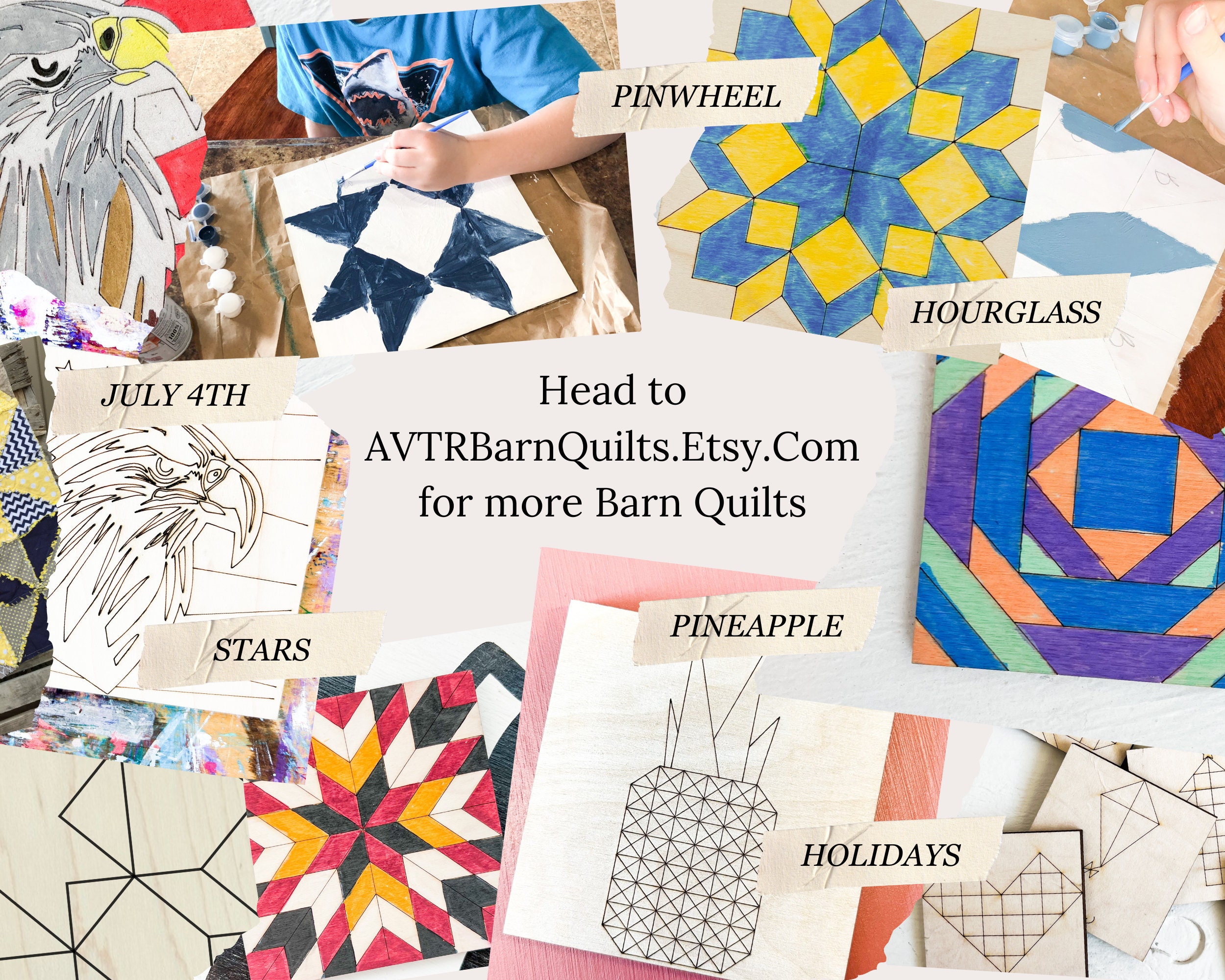 Patchwork Star Wooden Barn Quilt Block, HST and Squares DIY Kits for ...