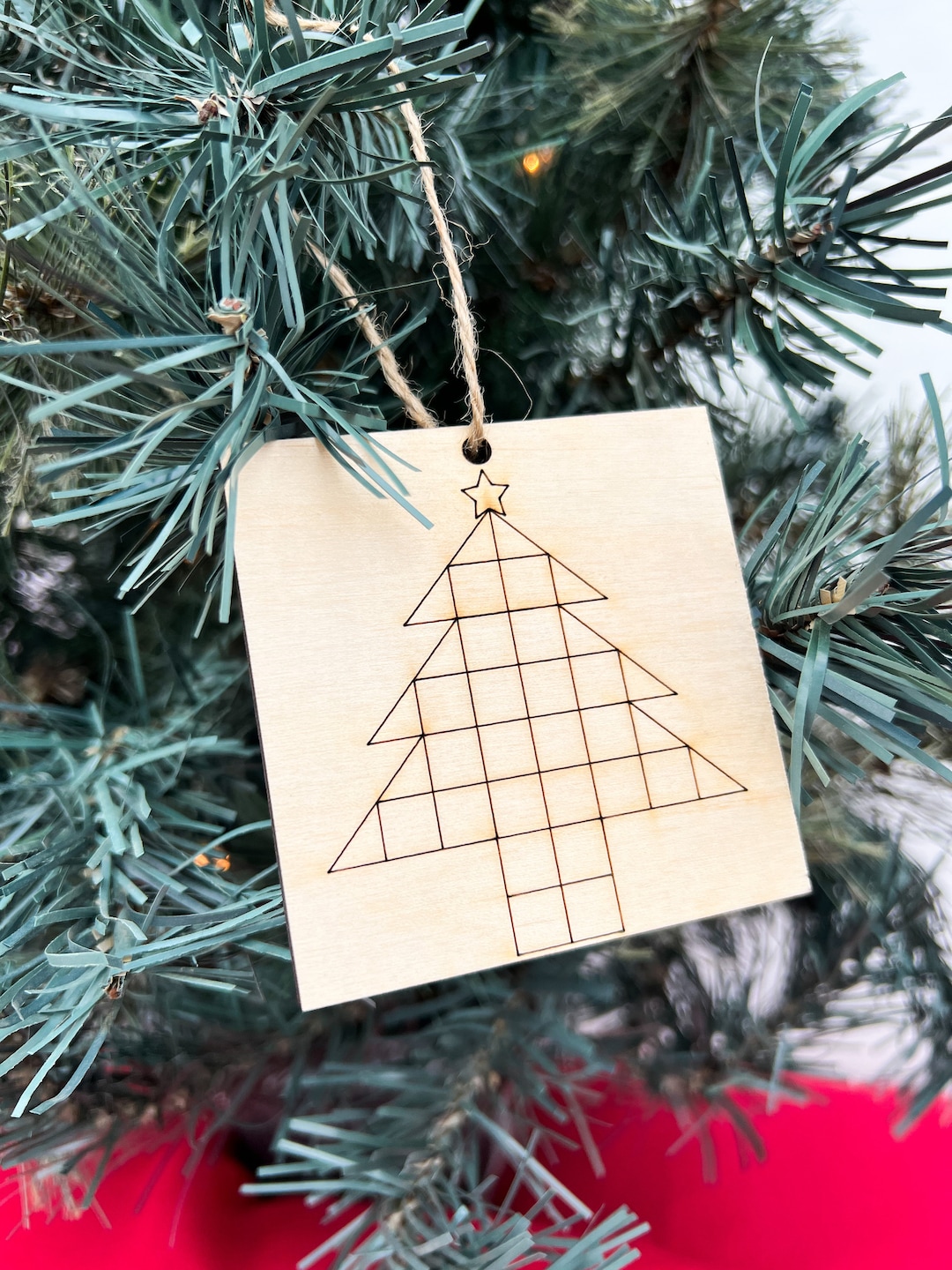 Pine Tree Barn Quilt Pattern Hanging Block, Christmas Ornaments, 3x3 ...