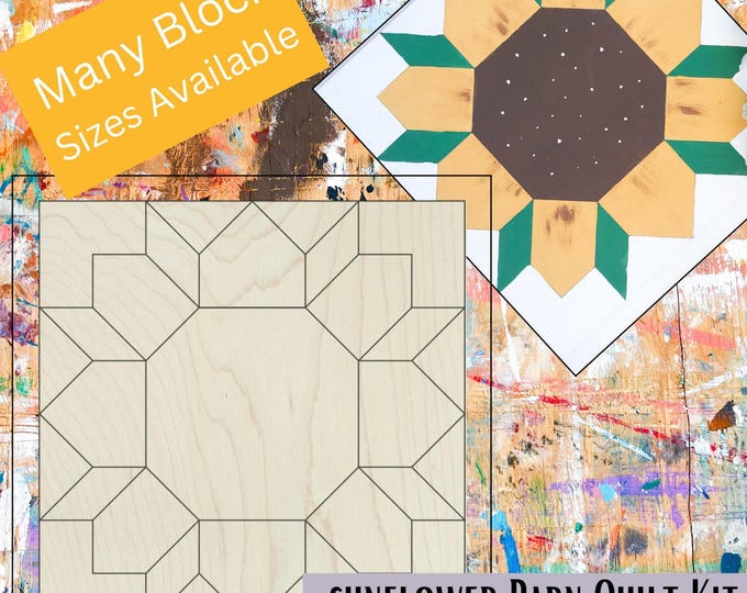 Diamond Flower Wooden Barn Quilt Block, DIY Kits for Adults Unfinished ...