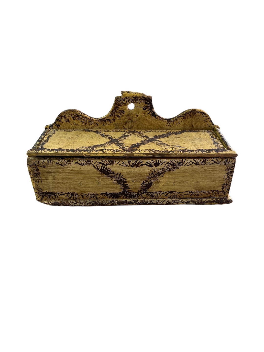 Antique 1880s Victorian Folk Art Pennsylvania Dutch Spice Box Wall ...