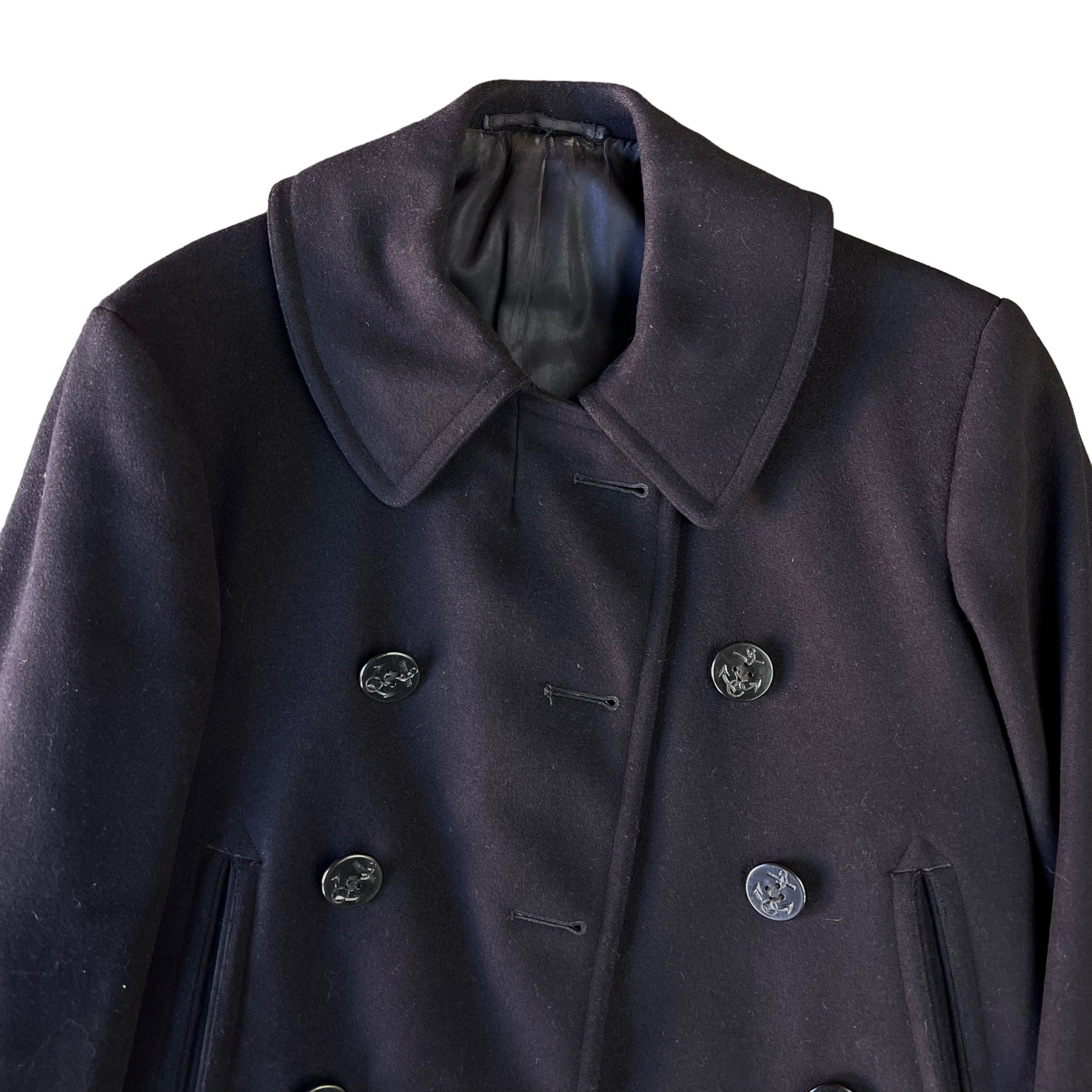 1940s WWII USN Navy Pea Coat Double Breasted Medium Corduroy Pockets ...