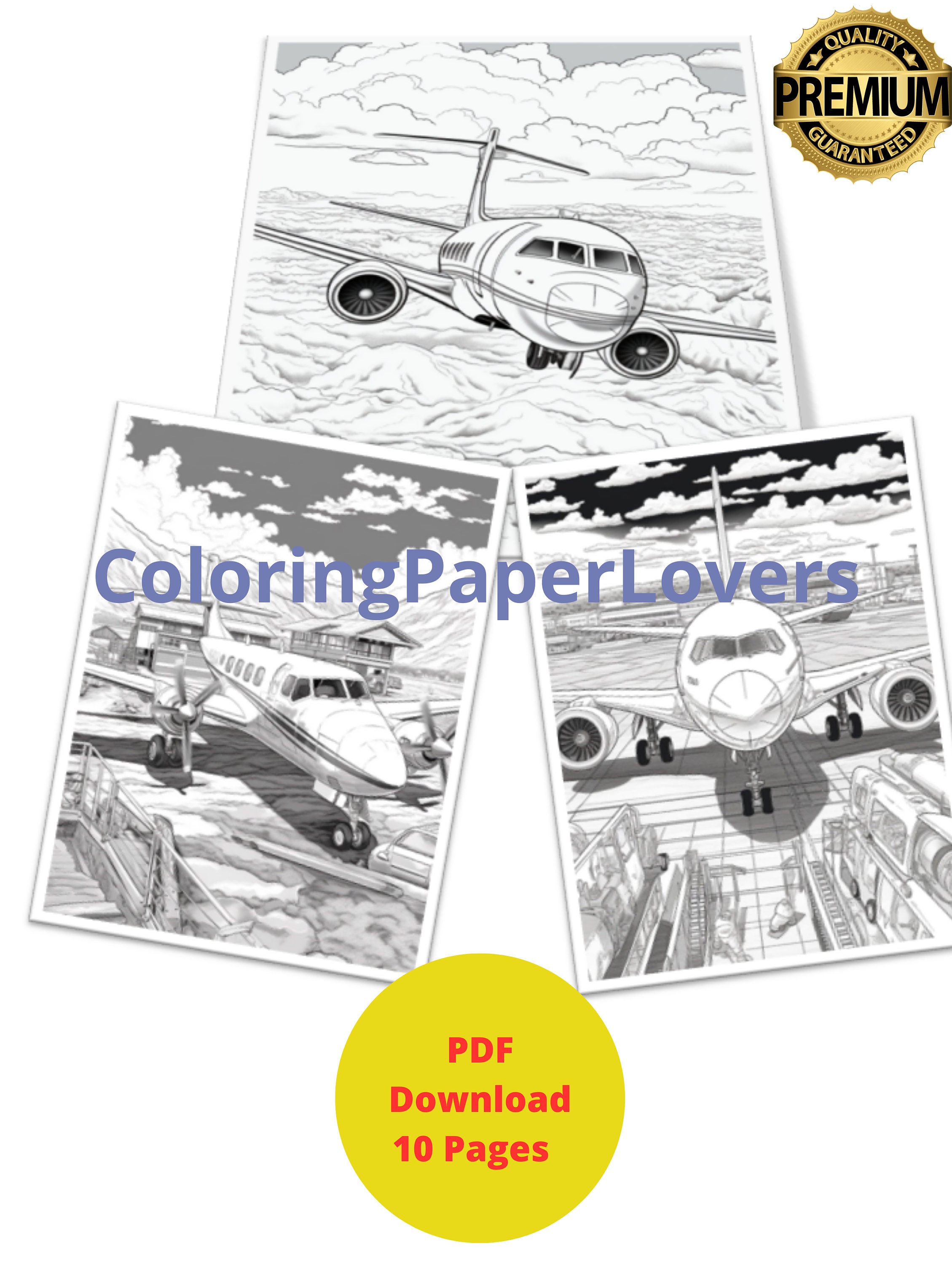 Airplane Lovers - 10 Premium Coloring Page | Printable Adult Coloring ...