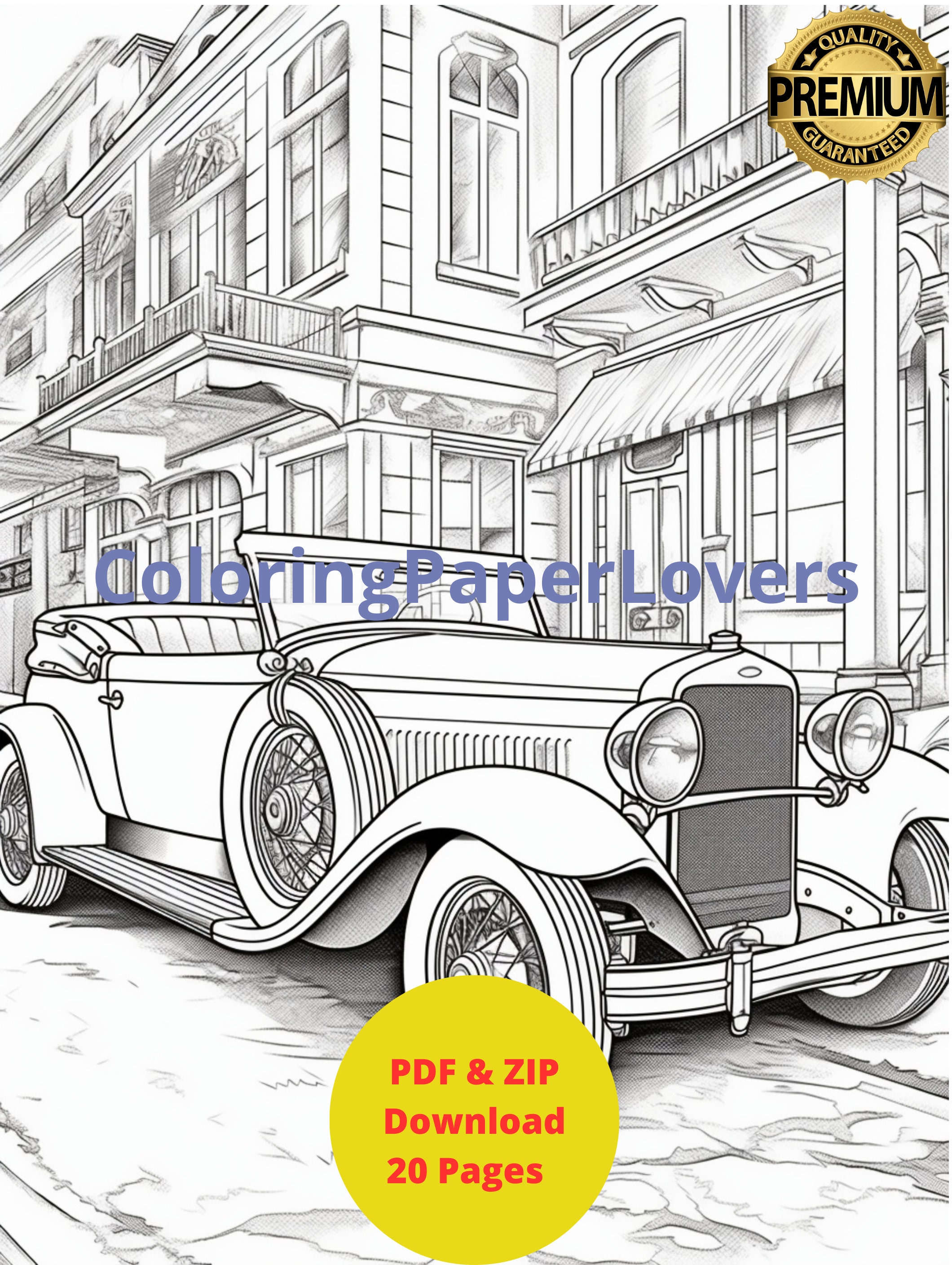 20 Premium Old Cars Models | Coloring Pages for Adults and Kids ...