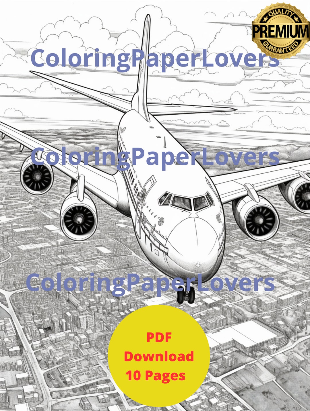 Airplane Lovers - 10 Premium Coloring Page | Printable Adult Coloring ...