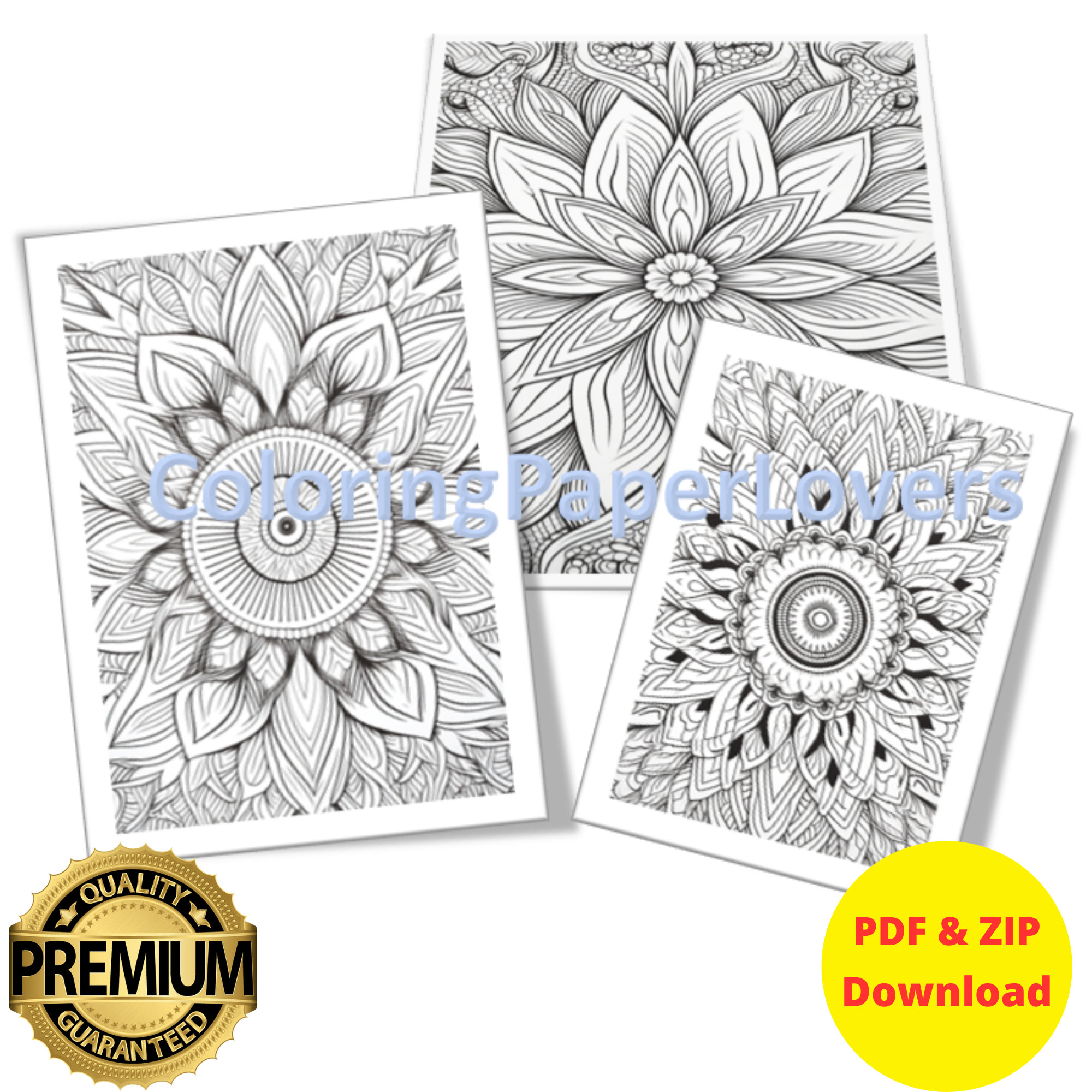 100 Amazing Mandala Patterns | Coloring Book | Printable PDF & ZIP ...