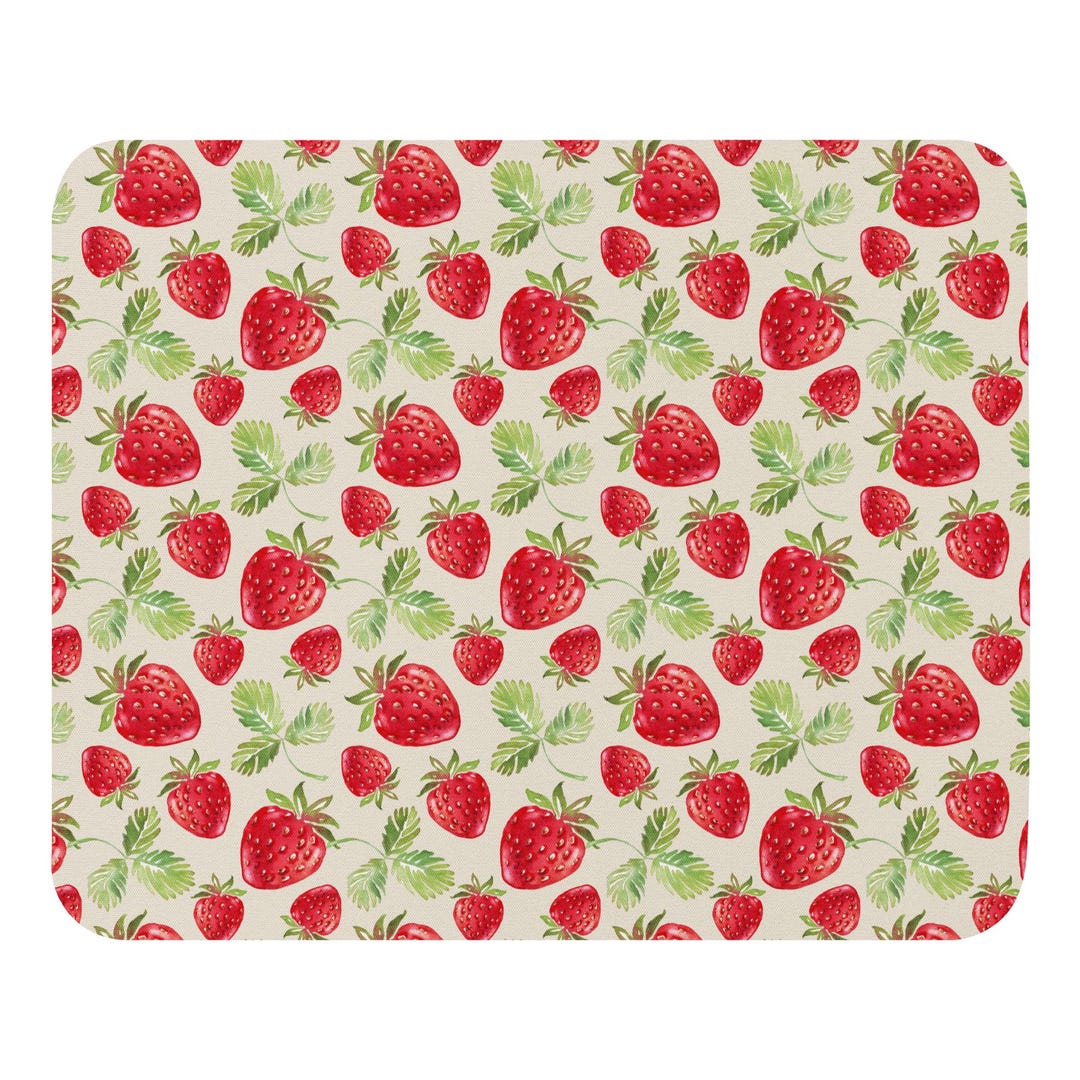 Strawberry Mouse Pad | Watercolour Fruit Desk Mat | Cute Red Berry ...