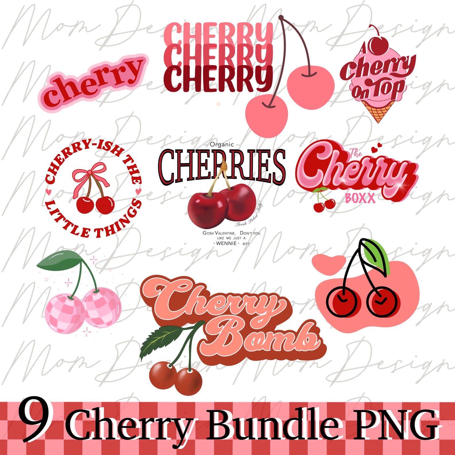Cherry Bundle Design PNG | Retro Summer Cherries Sublimation for Print ...
