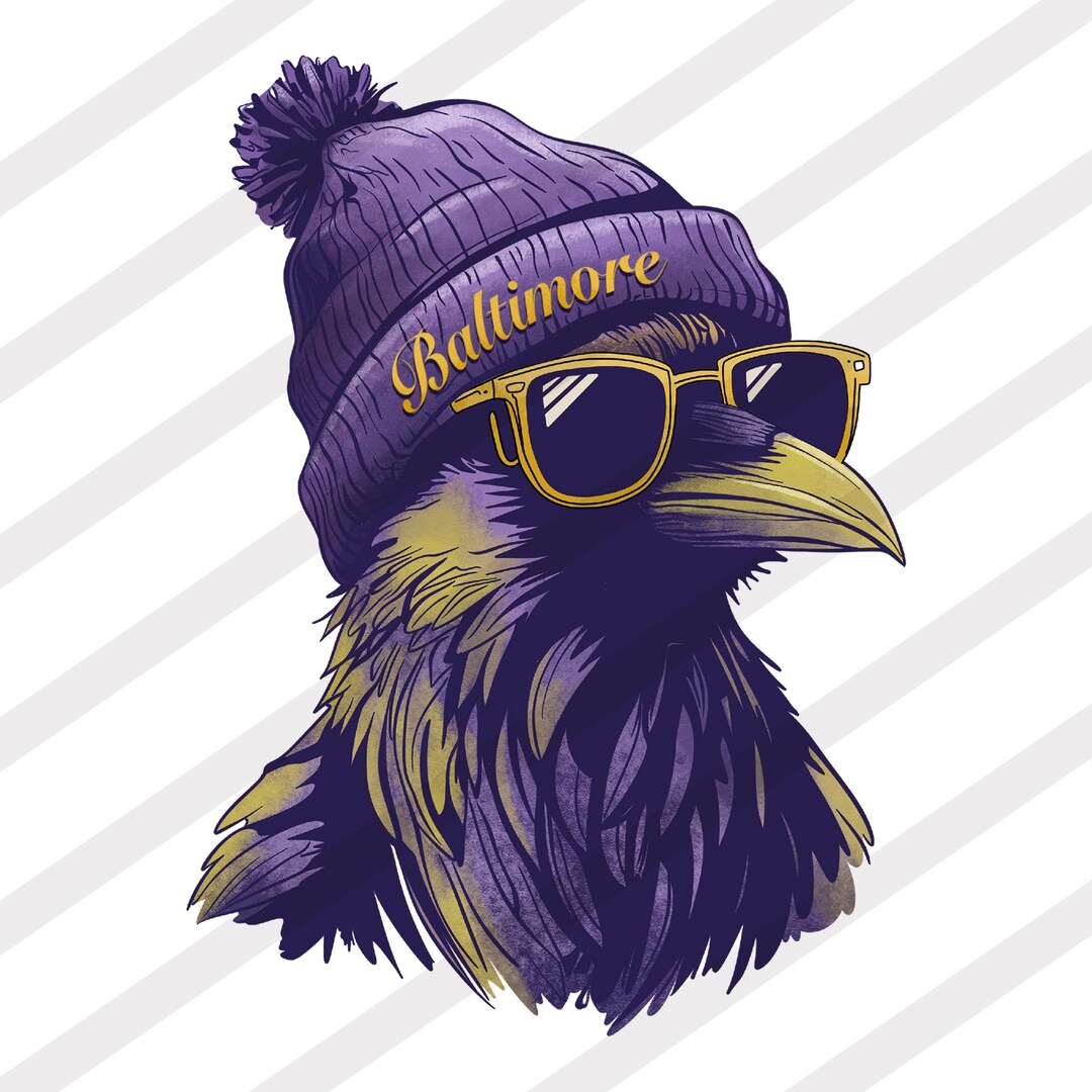 Baltimore Raven PNG | Cool Raven With Sunglasses Design | Purple Bird ...