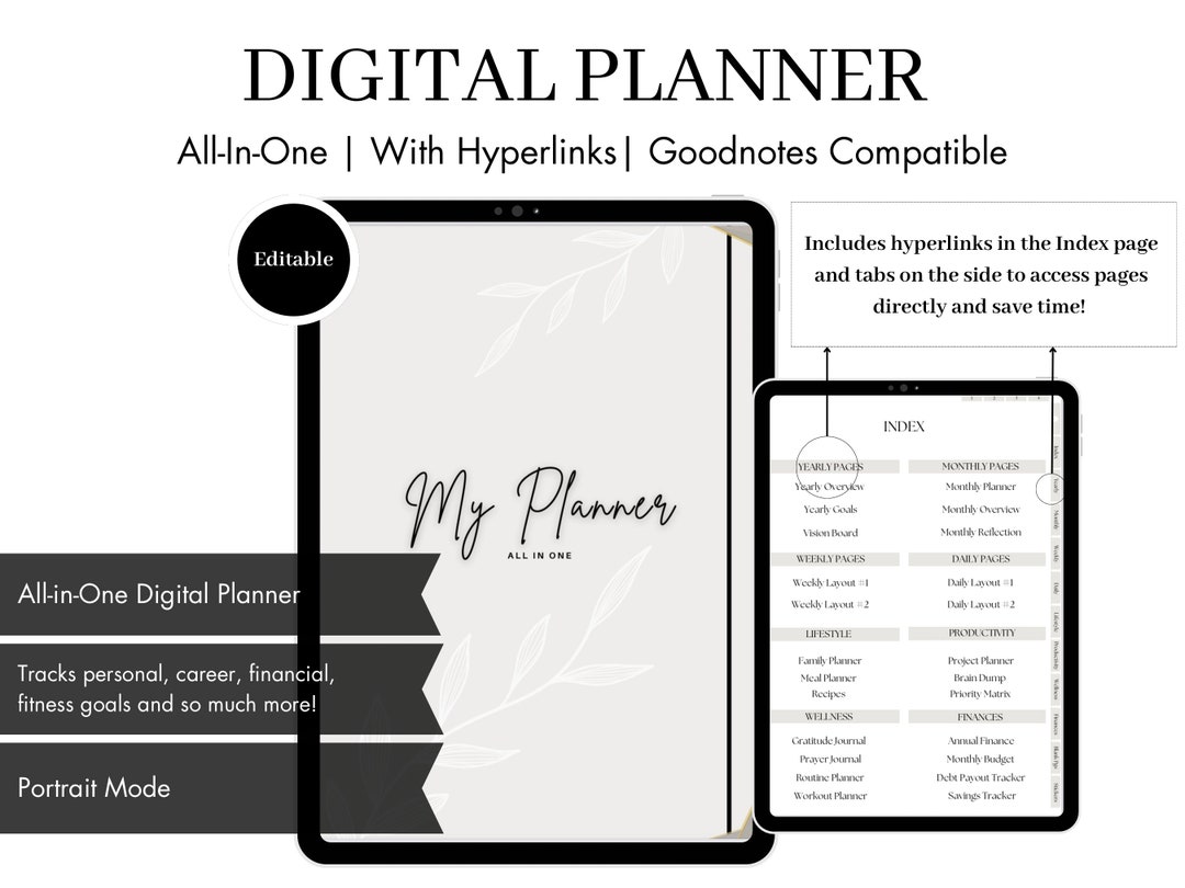 Digital Planner- Yearly, Monthly and Daily Digital Planner With ...