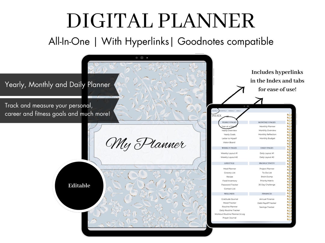 Digital Planner- Yearly, Monthly and Daily Digital Planner With ...