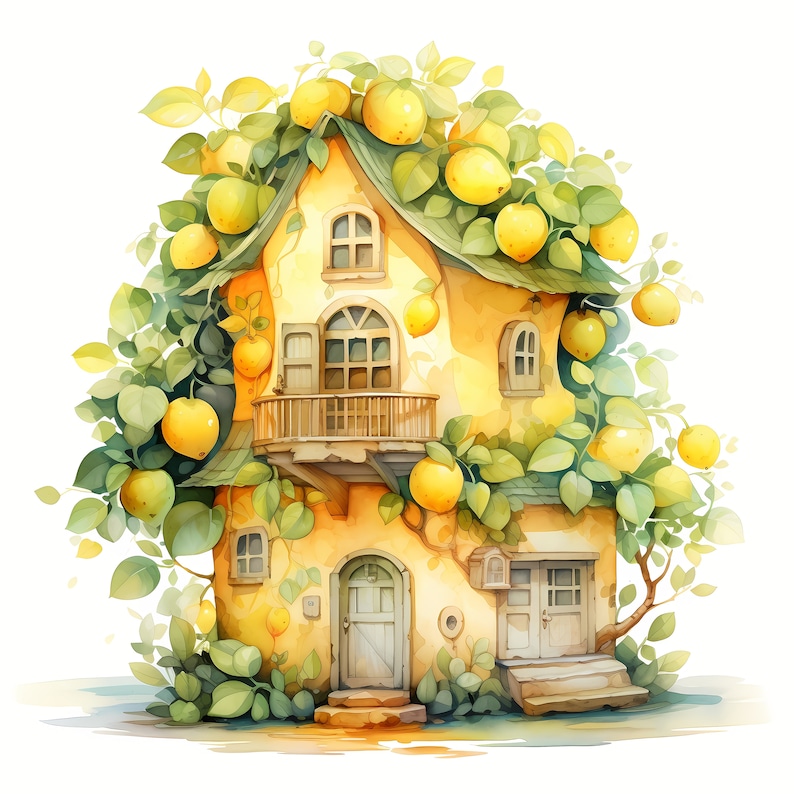 Water Color Art Cute Fruit House clipart Png,clipart Pack of 17 Crafts ...