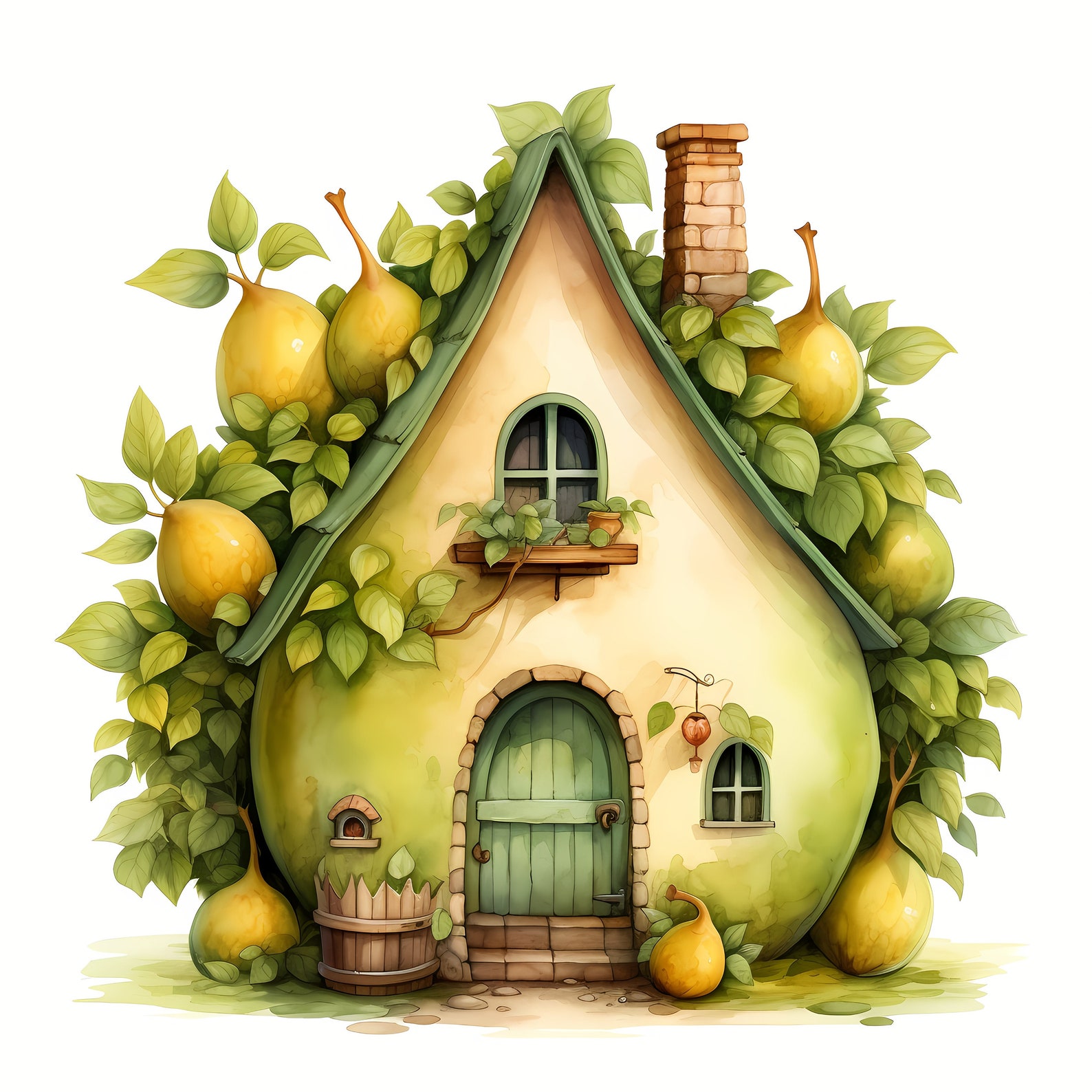 Water Color Art Cute Fruit House clipart Png,clipart Pack of 17 Crafts ...