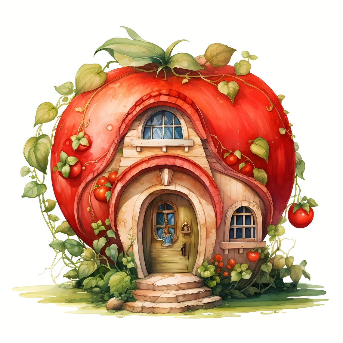 Water Color Art Cute Fruit House clipart Png,clipart Pack of 17 Crafts ...