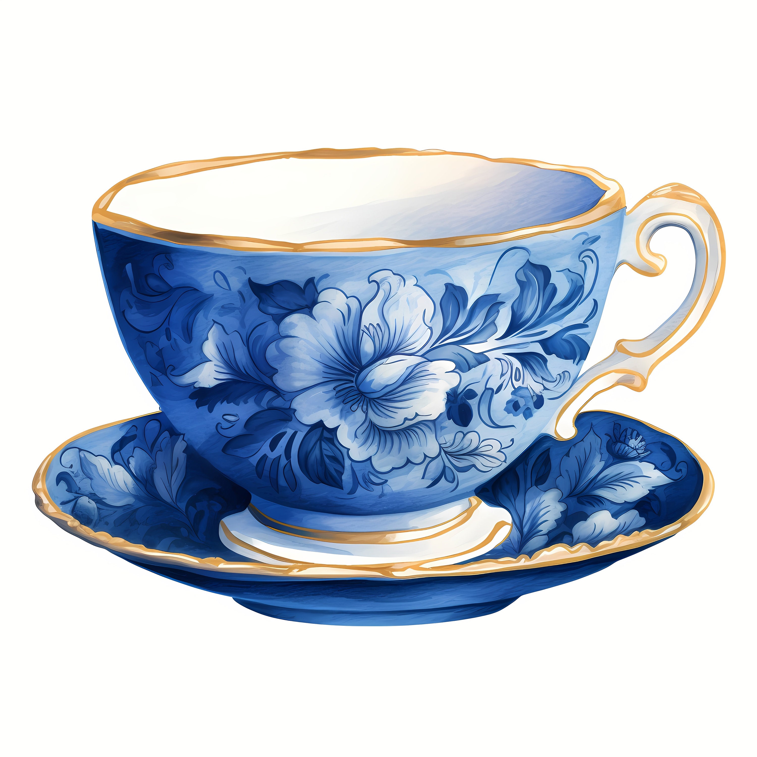 Blue Royal Teacup Clipart 20 High Quality Watercolor Pngs - Etsy