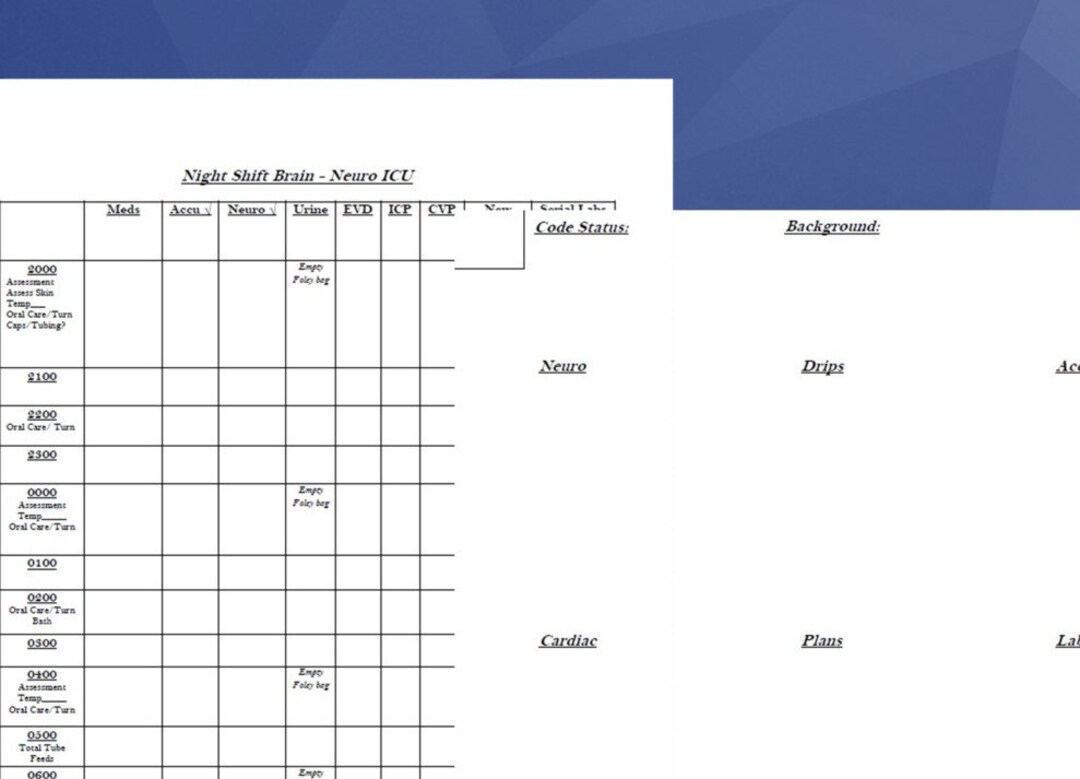 Neuro ICU Nightly Organization Chart - Etsy